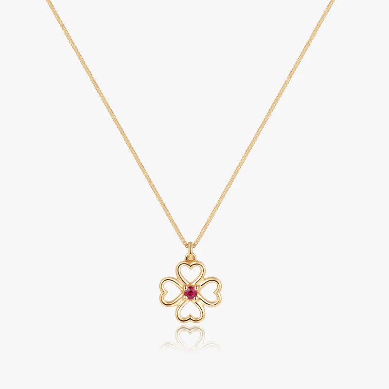 YEUX Clover 14K Solid Gold Ruby Necklace – POME